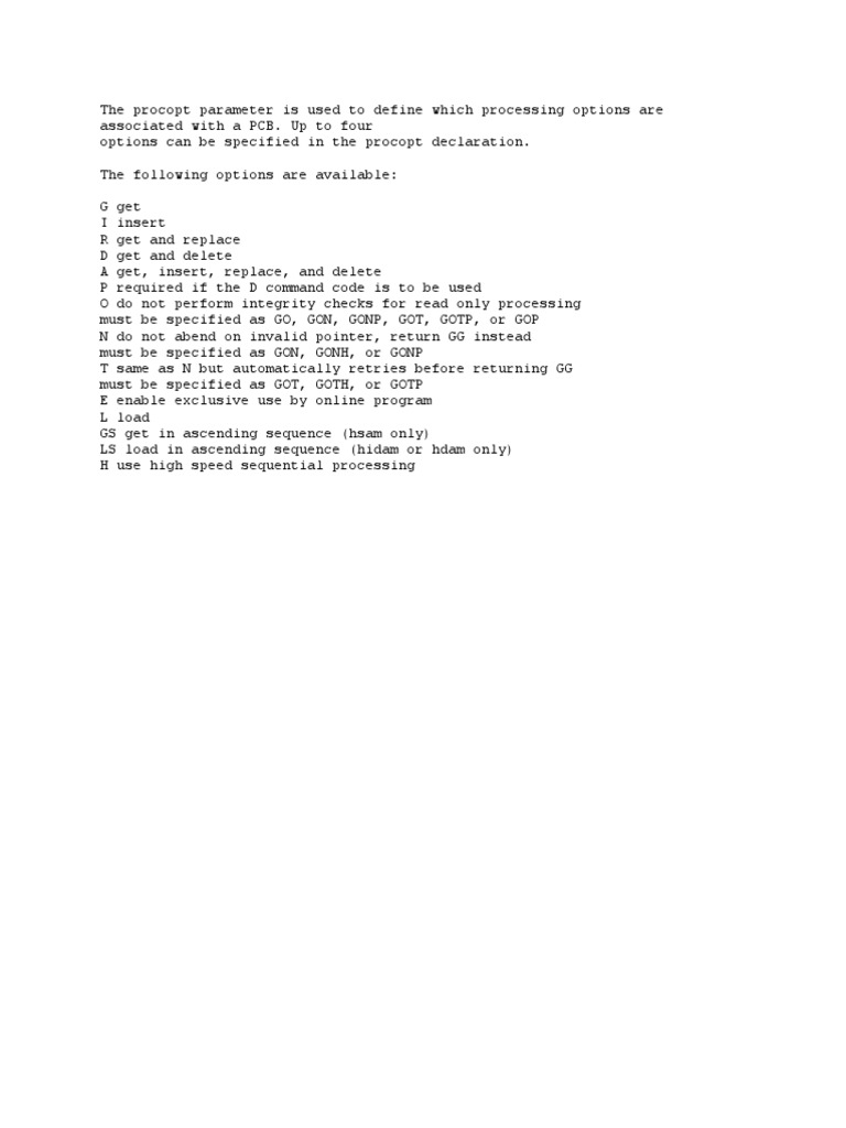 Procopt Parameter Options Explained | PDF