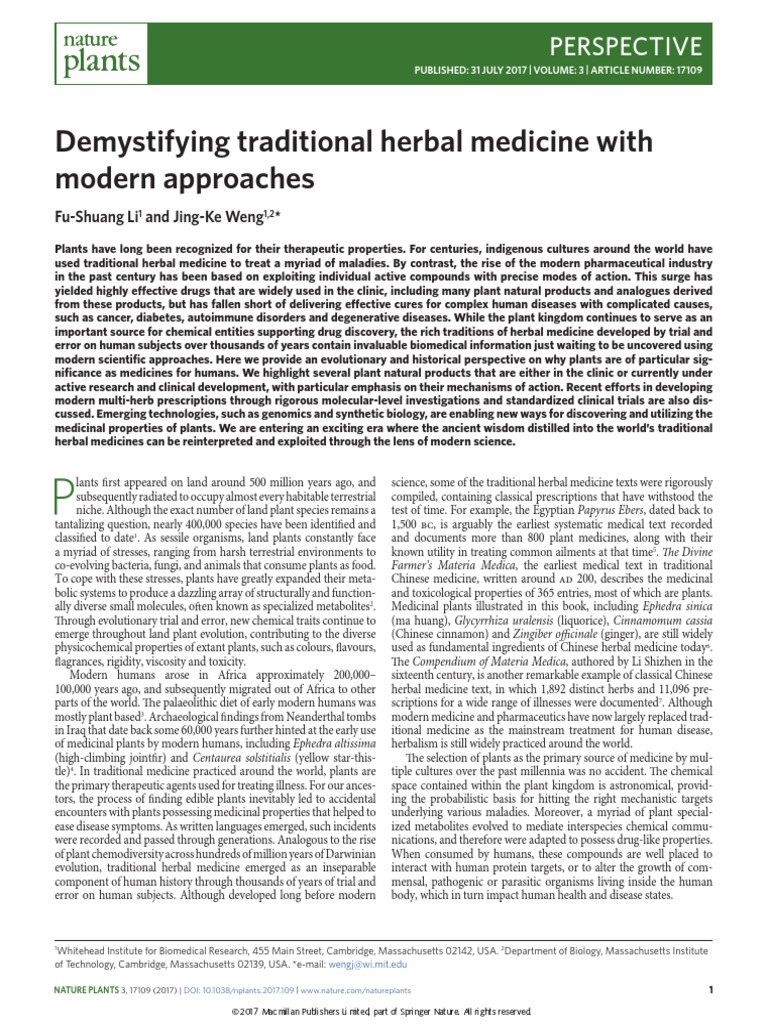 Demystifying Traditional Herbal Medicine With Modern Approach | PDF ...