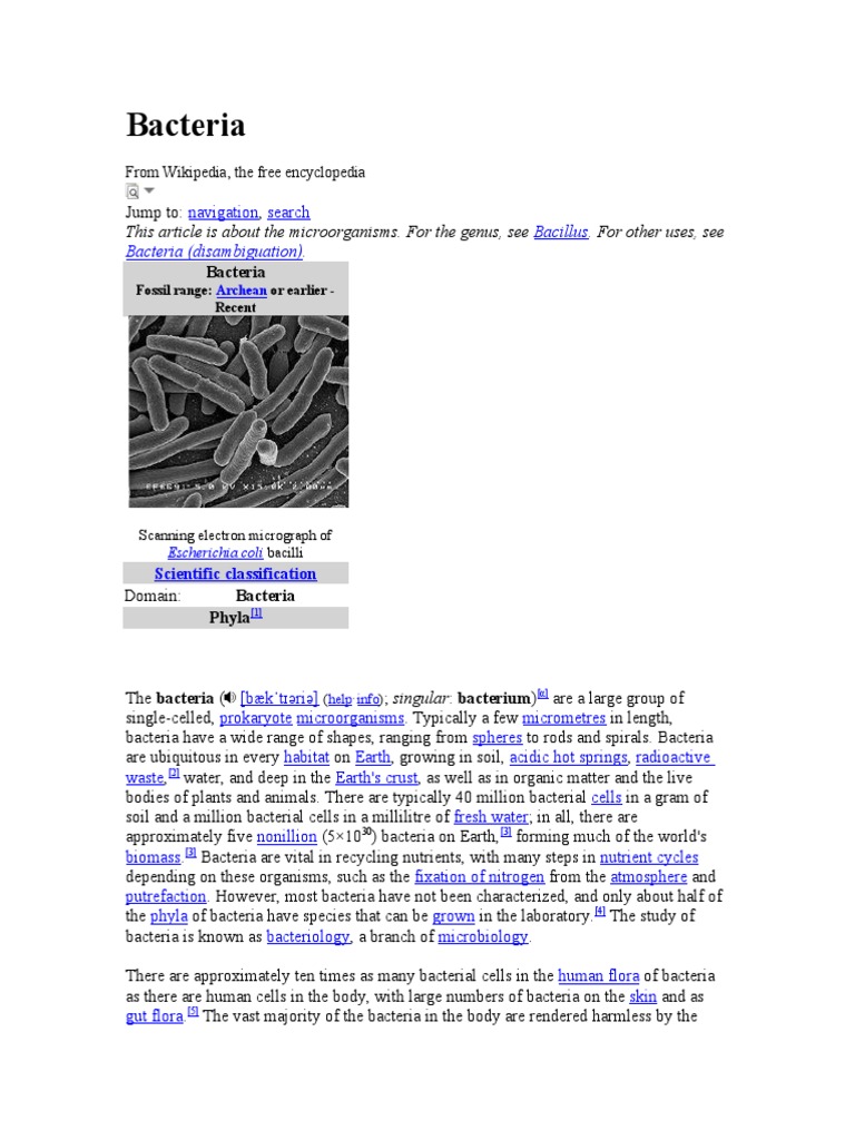 Bacteria: This Article Is About The Microorganisms. For The Genus, See ...