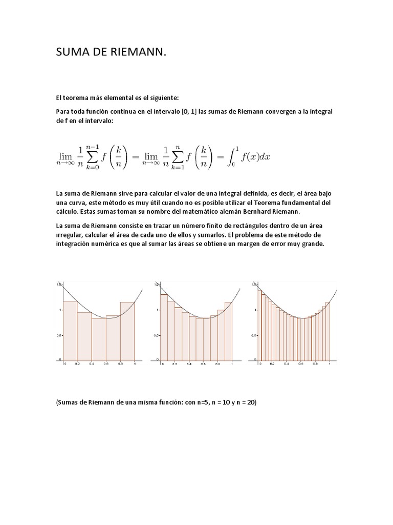 Sumas de Riemman, Integral Definida y Propiedade | PDF | Integral ...