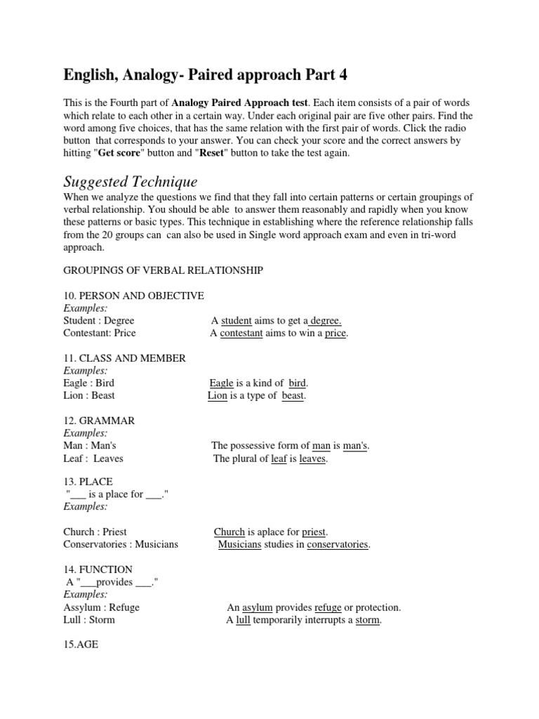 English, Analogy-Paired Approach Part 4: Suggested Technique | PDF ...