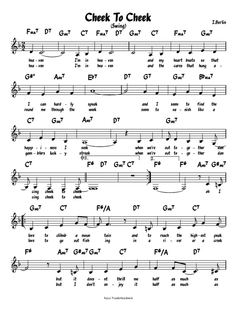 Cheek To Cheek Cheek To Cheek: F D G C F D G C F G | Entertainment ...