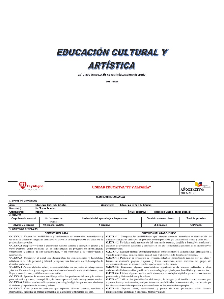 Plan Curricular ECA 10° Grado 2017-2018 | PDF | Información | Multimedia