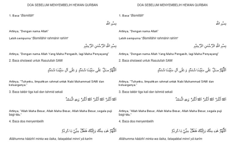 Doa Sebelum Menyembelih Hewan Qurban | PDF