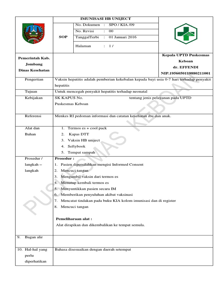 Sop Imunisasi HB Uniject | PDF | Pengembangan Diri | Kesehatan Holistik