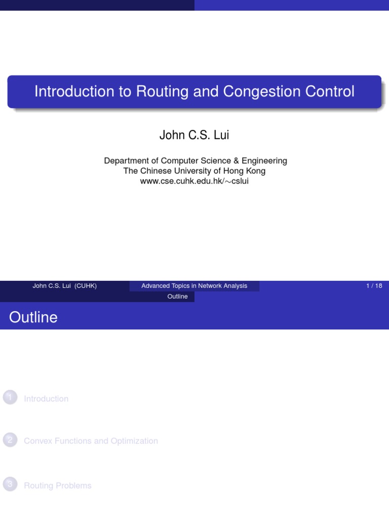 Introduction To Routing and Congestion Control: John C.S. Lui | Download Free PDF | Mathematical ...