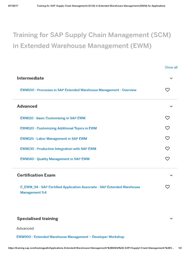Training For SAP Supply Chain Management (SCM) in Extended Warehouse ...