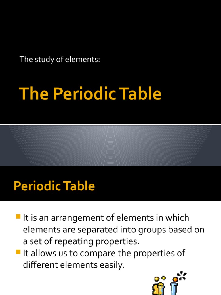 The Periodic Table: The Study of Elements | PDF | Metals | Chemical ...