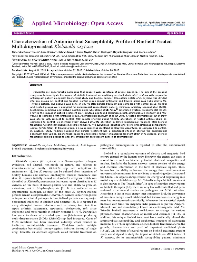 Trivedi Effect - Characterization of Antimicrobial Susceptibility ...