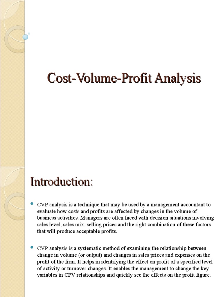 Cost-Volume-Profit Analysis Techniques | PDF | Business | Business ...