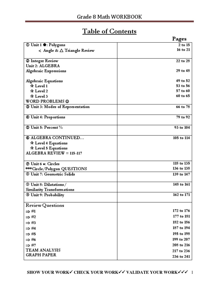 GR 8 Math Workbook 2017-18 | PDF | Angle | Polygon