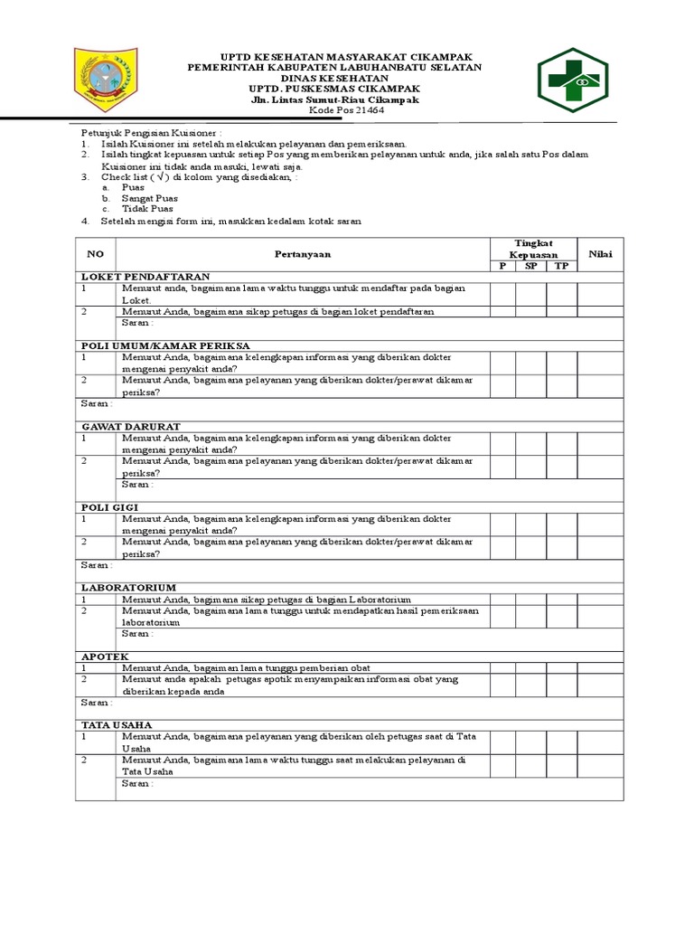 Contoh Form Kotak Saran | PDF