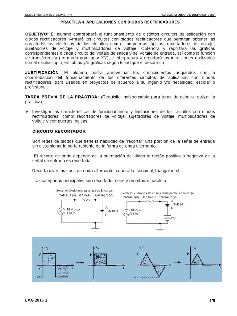 Prac4-Aplicaciones Con Diodos | PDF | Rectificador | Diodo