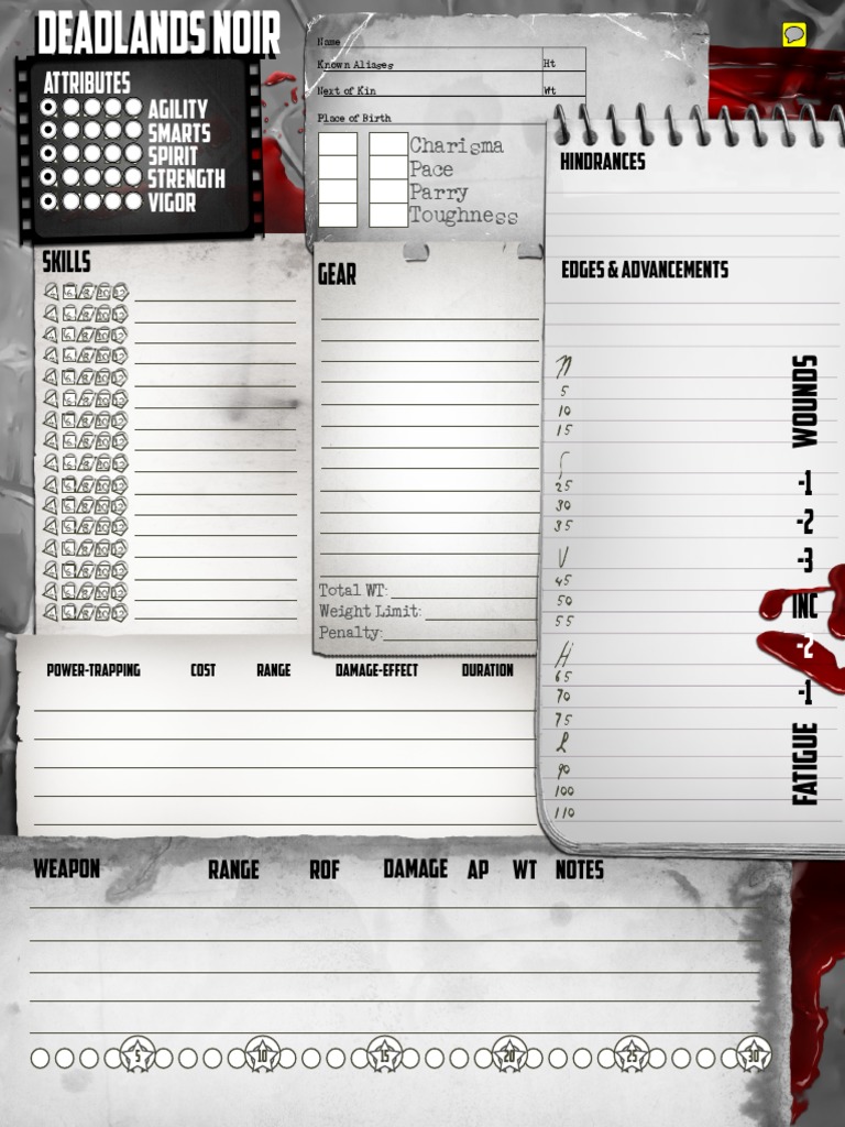 Character Sheet for a Tough Gunslinger in the Weird West | PDF | Role ...