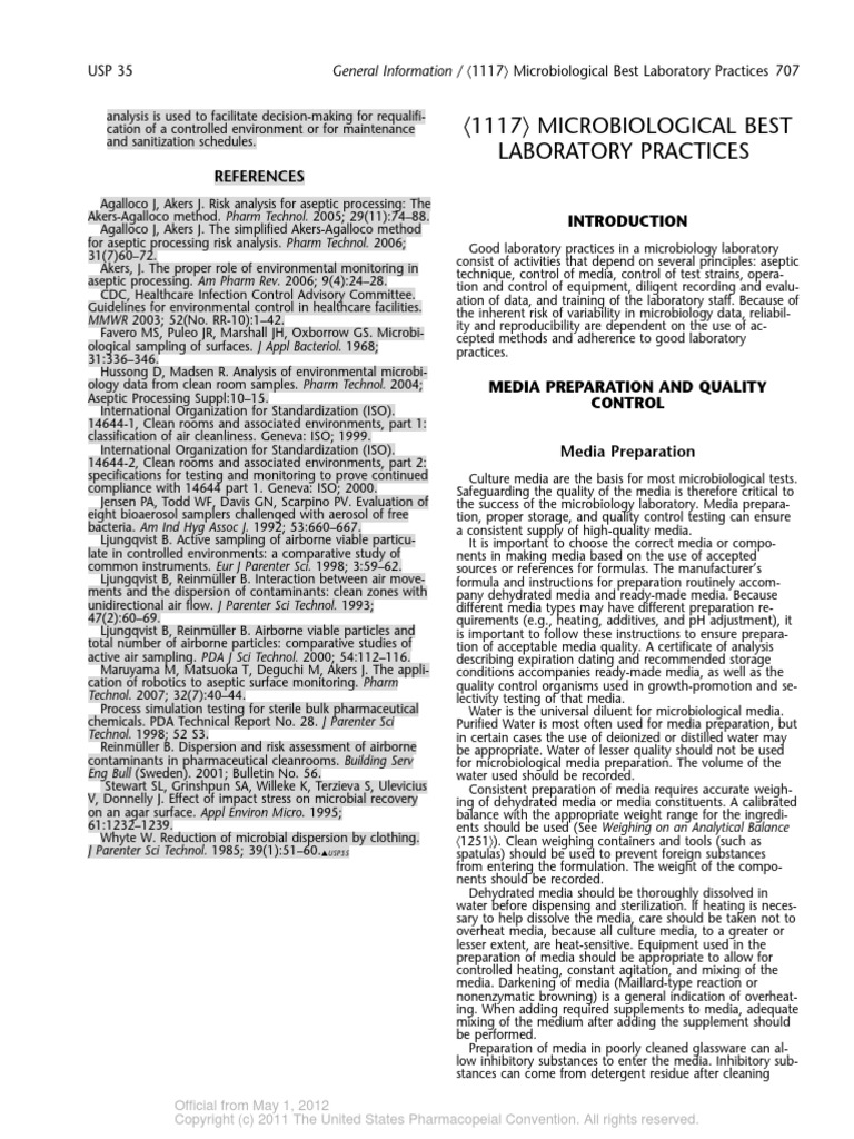 0707-0712 (1117) Microbiological Best Laboratory Practices | PDF ...