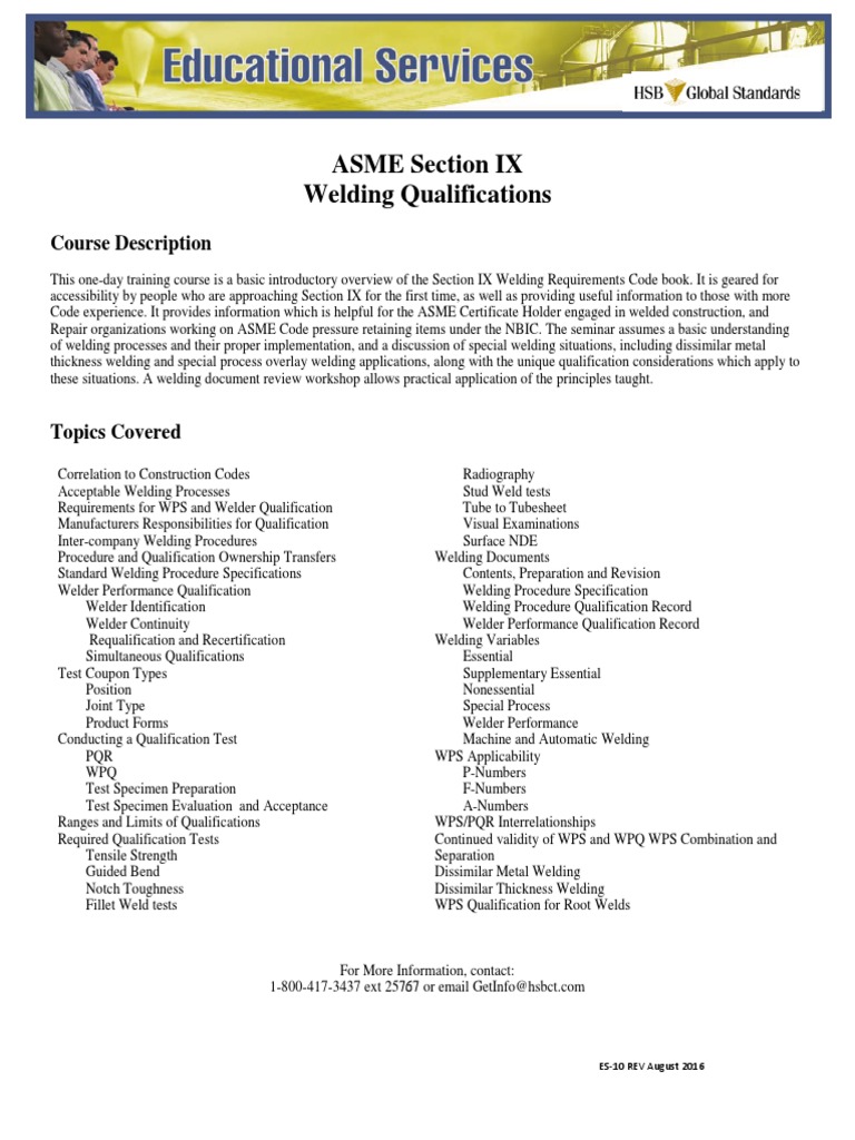 ASME Section IX Welding Qualifications Course Overview | PDF | Welding ...