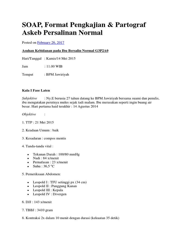 SOAP Persalinan | PDF