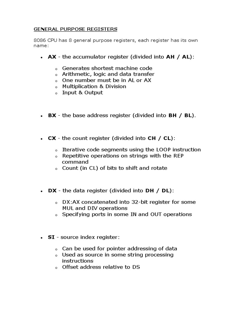 General Purpose Registers | PDF | Pointer (Computer Programming) | Digital Electronics