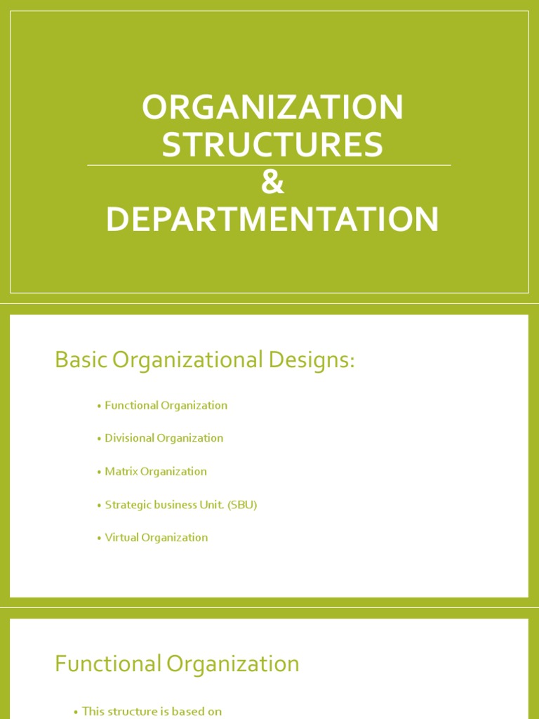 Departmentation in Organizational Structure | PDF | Organizational ...