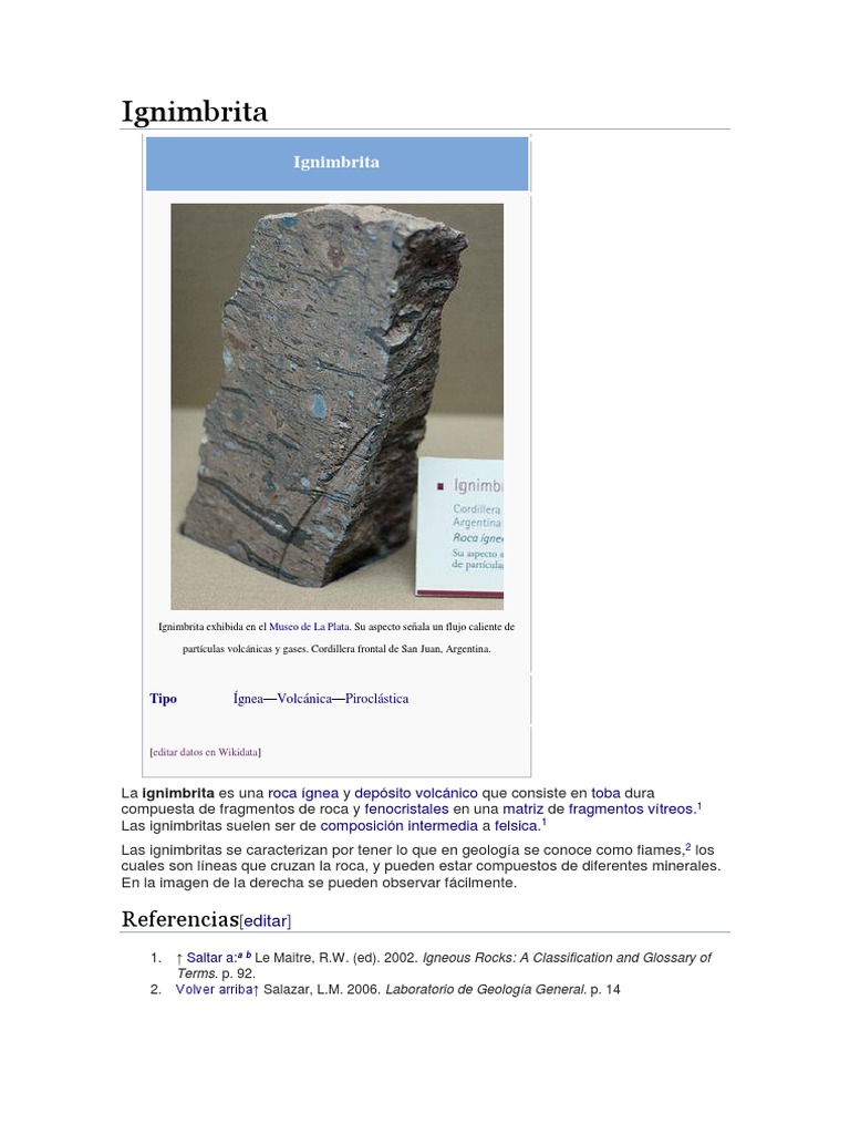 Ignimbrita | PDF | Volcán | Ceniza volcánica