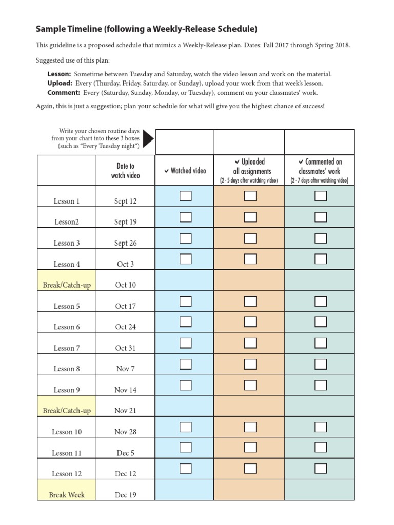 Sample Timeline (Following A Weekly-Release Schedule) | PDF | Leisure