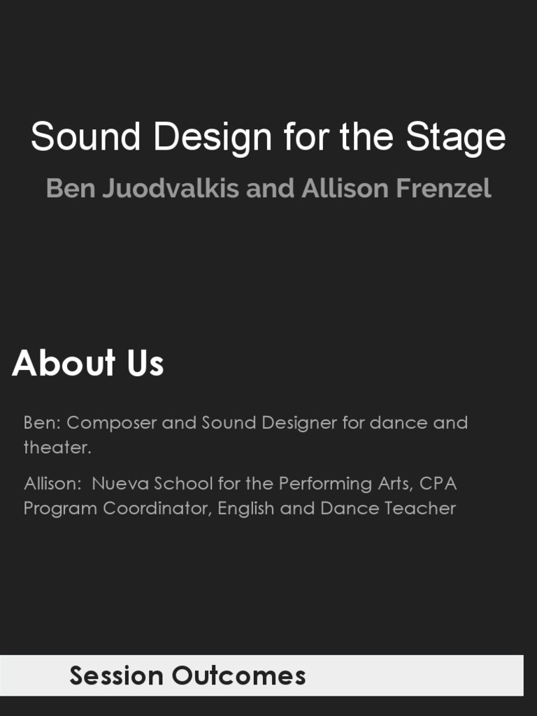Sound Design For The Stage | PDF