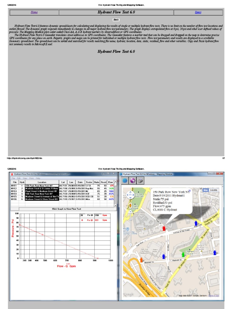 Hydrant Flow Test & Mapping Software | PDF | Microsoft Excel | Spreadsheet