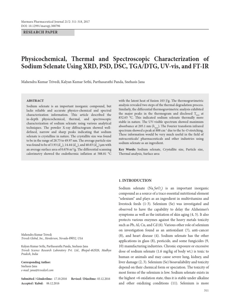 Trivedi Effect - Physicochemical, Thermal and Spectroscopic ...