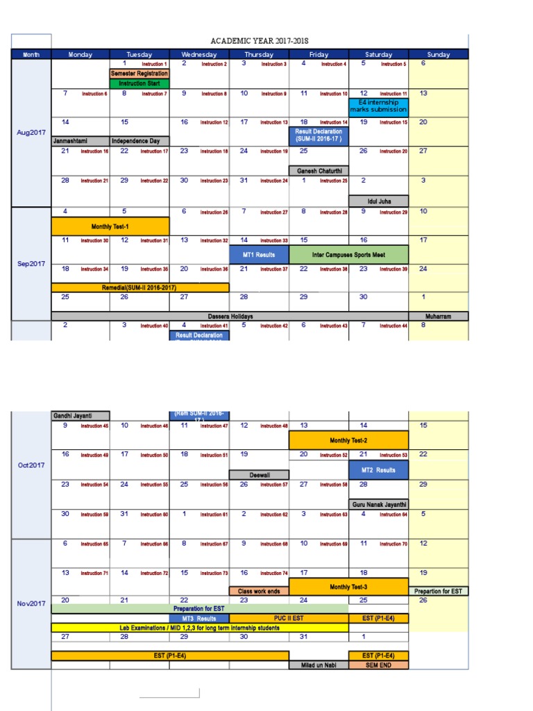 2017-2018 Academic Year Calendar | PDF | Academic Term | Educational ...
