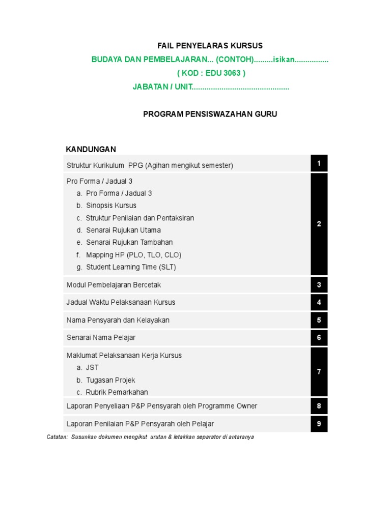 3.kandungan-Fail Penyelaras Kursus (Terkini)