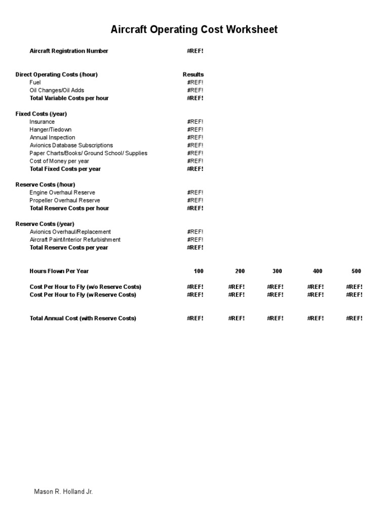 Aircraft Operating Cost Analysis Tool | PDF | Technology & Engineering