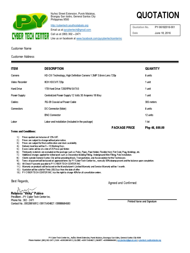 Quotation: Customer Name Customer Address | Download Free PDF ...