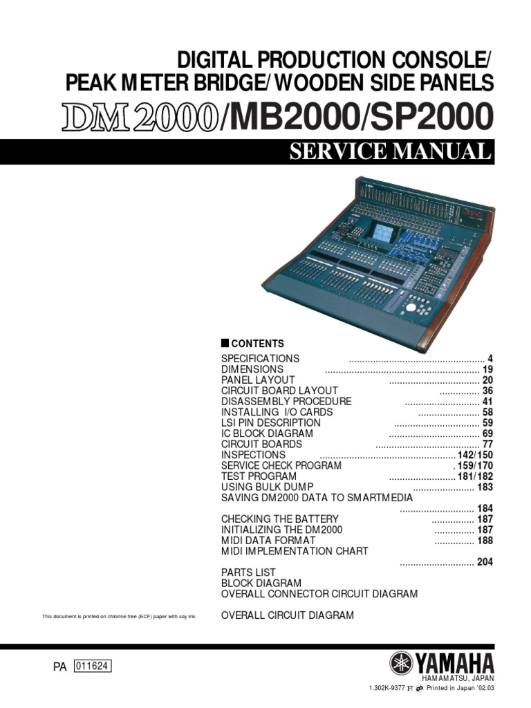 Yamaha DM2000, MB2000, SP2000 PDF | PDF