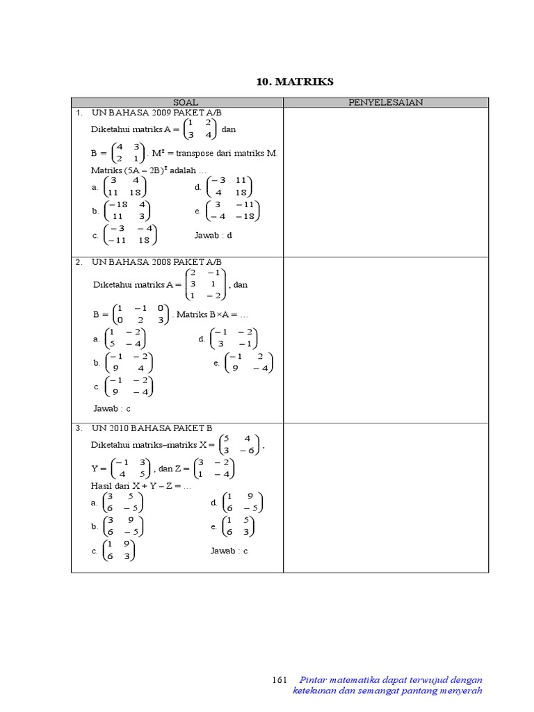 15 Soal Matriks Ips | PDF | Teaching Methods & Materials