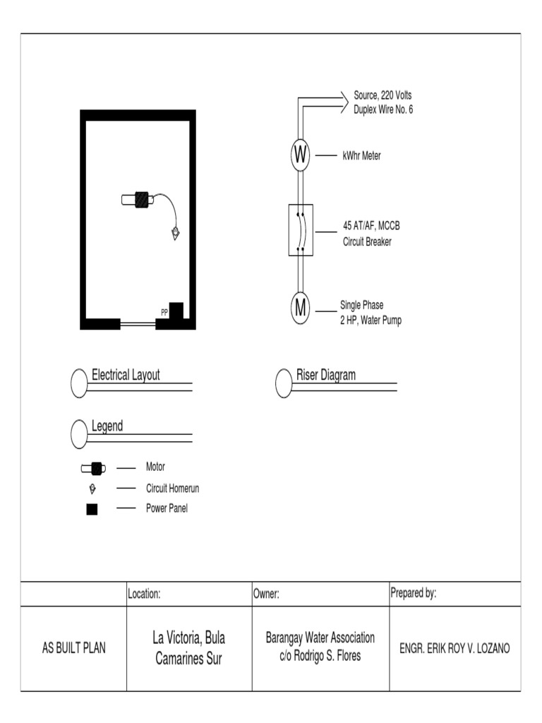 Electrical Layout Riser Diagram: Source, 220 Volts Duplex Wire No. 6 | PDF