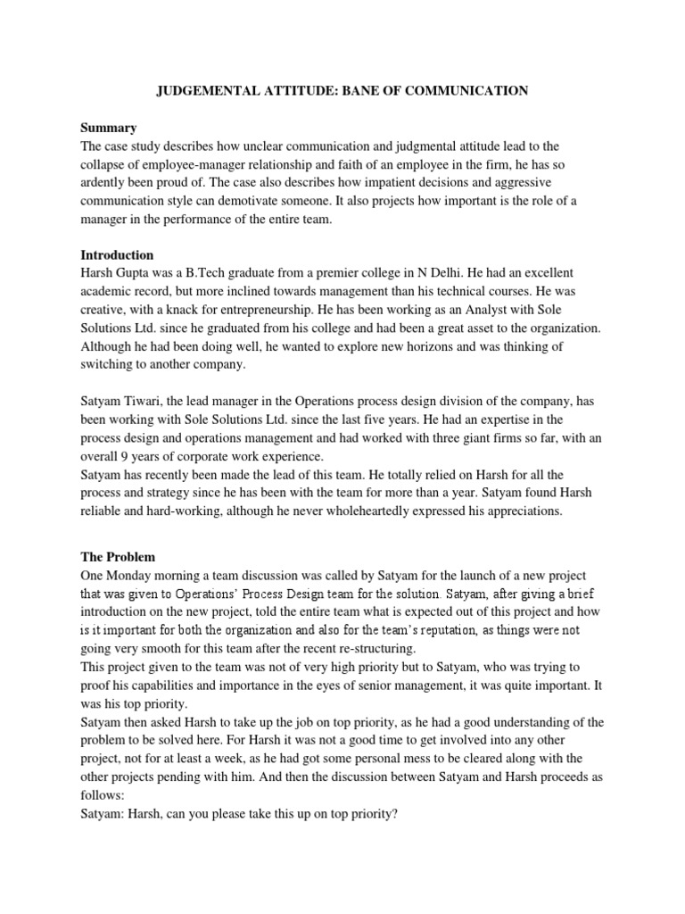 Judgemental Attitude-Bane of Communication | PDF | Cognition ...