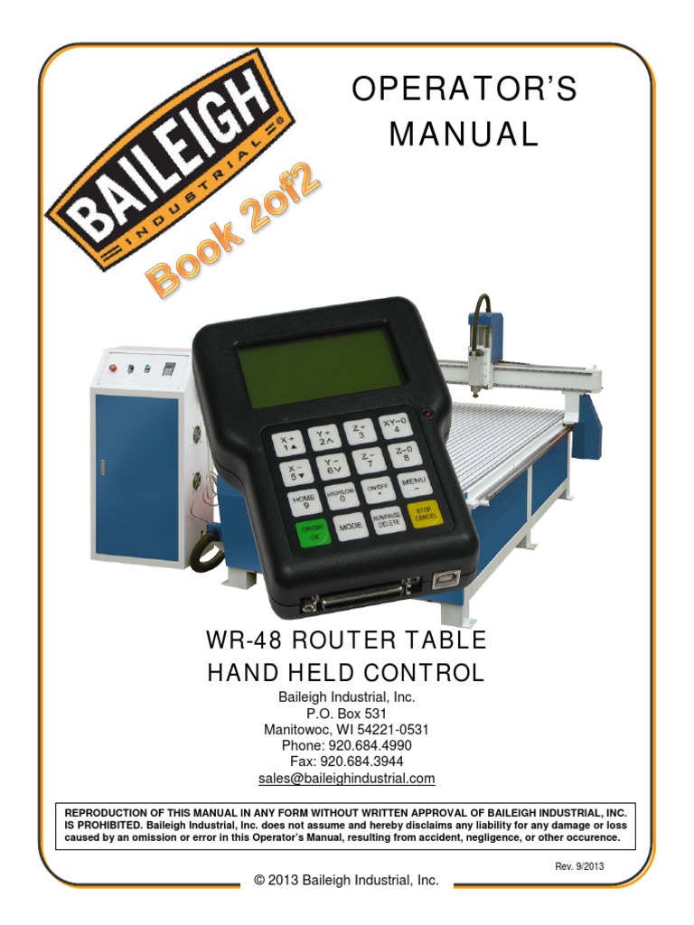 Operator'S Manual: Wr-48 Router Table Hand Held Control | PDF | Menu ...