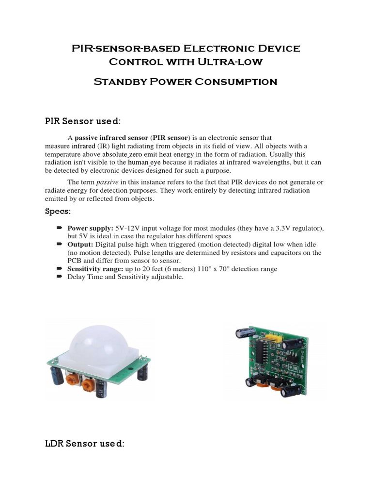 PIR-sensor-based Electronic Device Control With Ultra-Low Standby Power Consumption | PDF ...