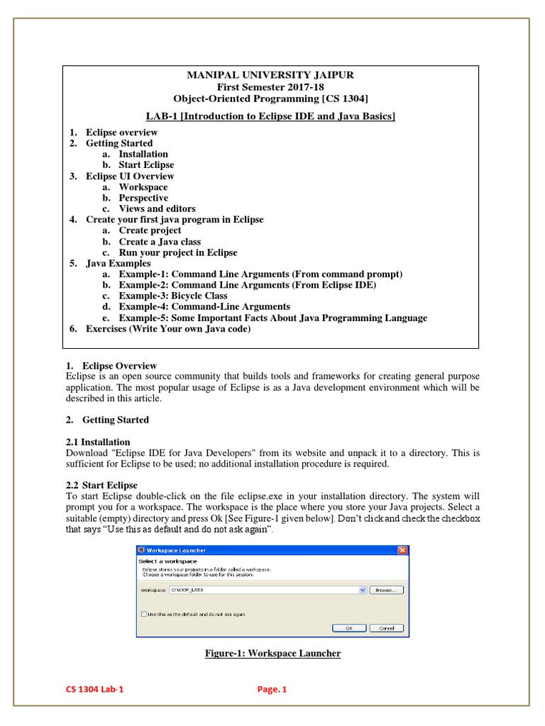 Manipal University Jaipur First Semester 2017-18 Object-Oriented ...