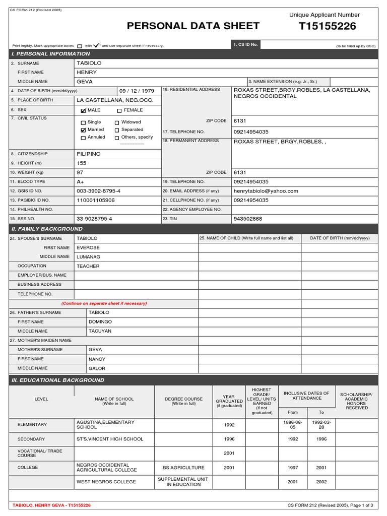 PDS Henry Tabiolo - PDF Resume | PDF | Government | Social Institutions