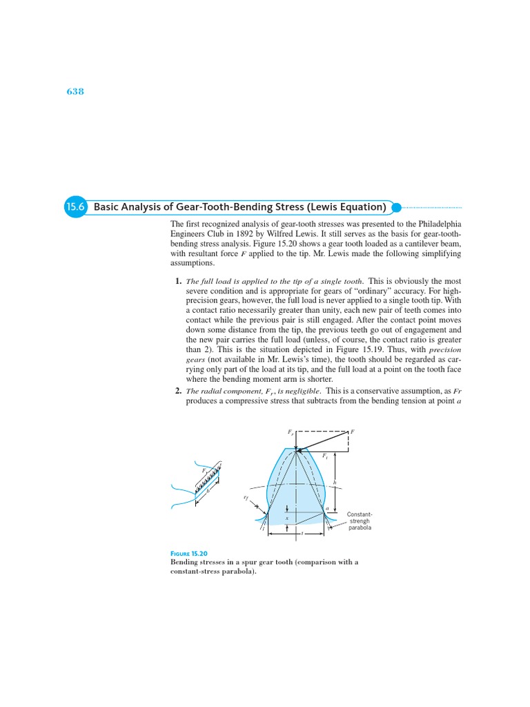Basic Analysis of Gear-Tooth-Bending Stress (Lewis Equation) | PDF ...