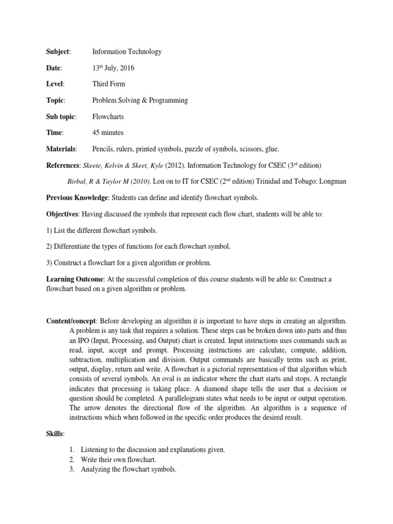 Instructional Techniques Lesson Plan | PDF | Algorithms | Function ...