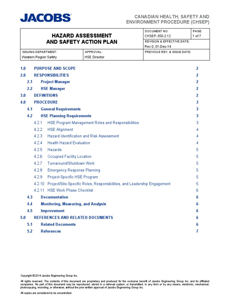 Hazard Assessment and Safety Action Plan | PDF | Hazards | Risk Assessment