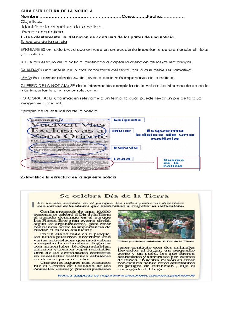 Estructura y partes de una noticia | PDF