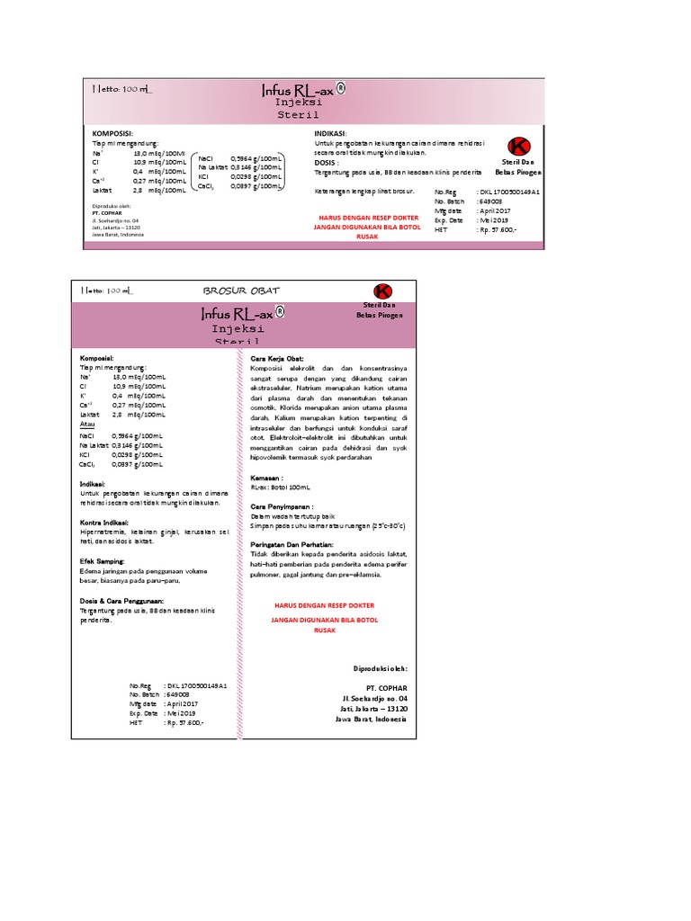 Etiket Dan Brosur Infus | PDF