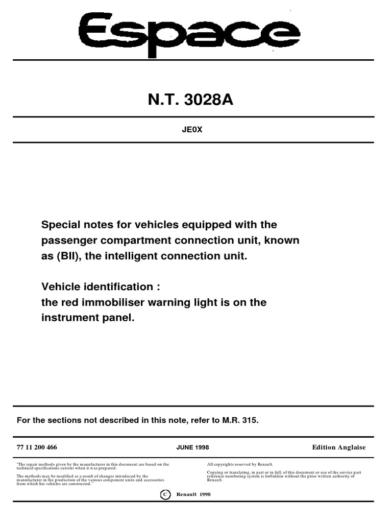 Espace 3028A AIR CON NT | PDF | Trunk (Car) | Diesel Engine