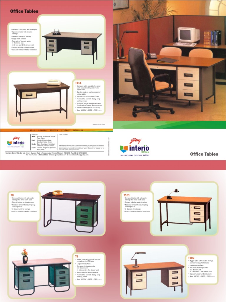 Godrej Table 104, T 111 | PDF | Office Equipment | Media Technology