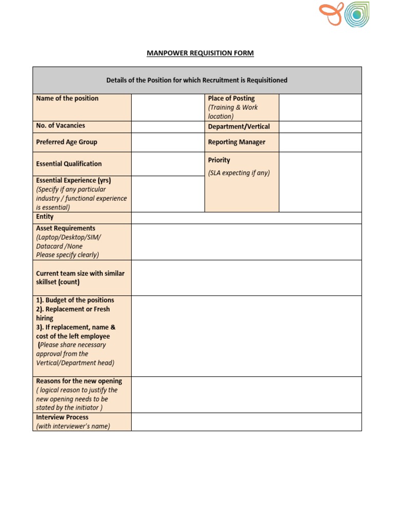 Manpower Requisition Form Template | PDF