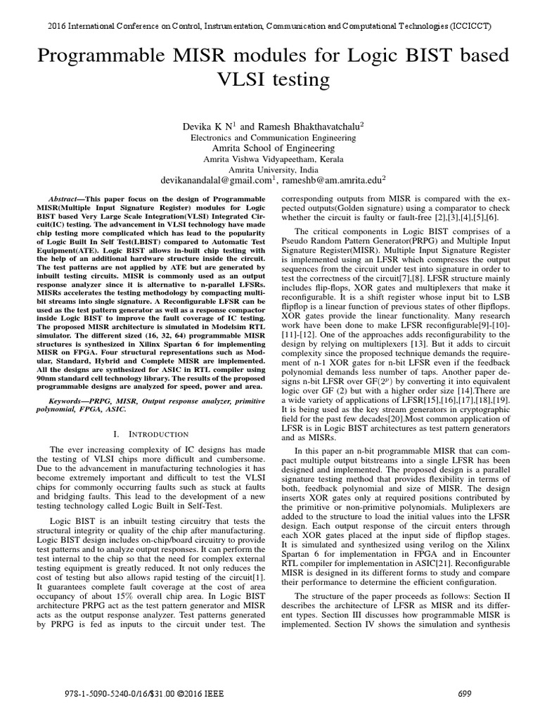 Bist Vlsi Testing | PDF | Field Programmable Gate Array | Electrical ...