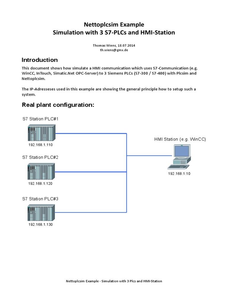Nettoplcsim Example Simulation With 3 S7-PLCs and HMI-Station | PDF ...